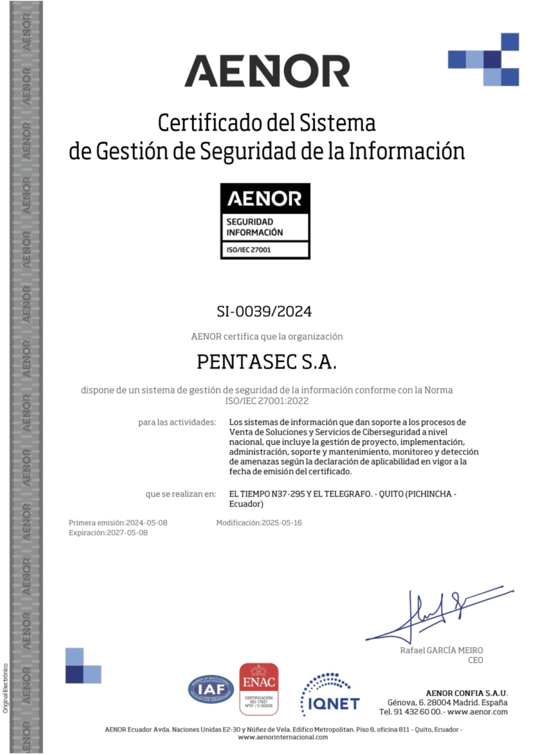 Certificaciones ISO – PentaSec Cybersecurity